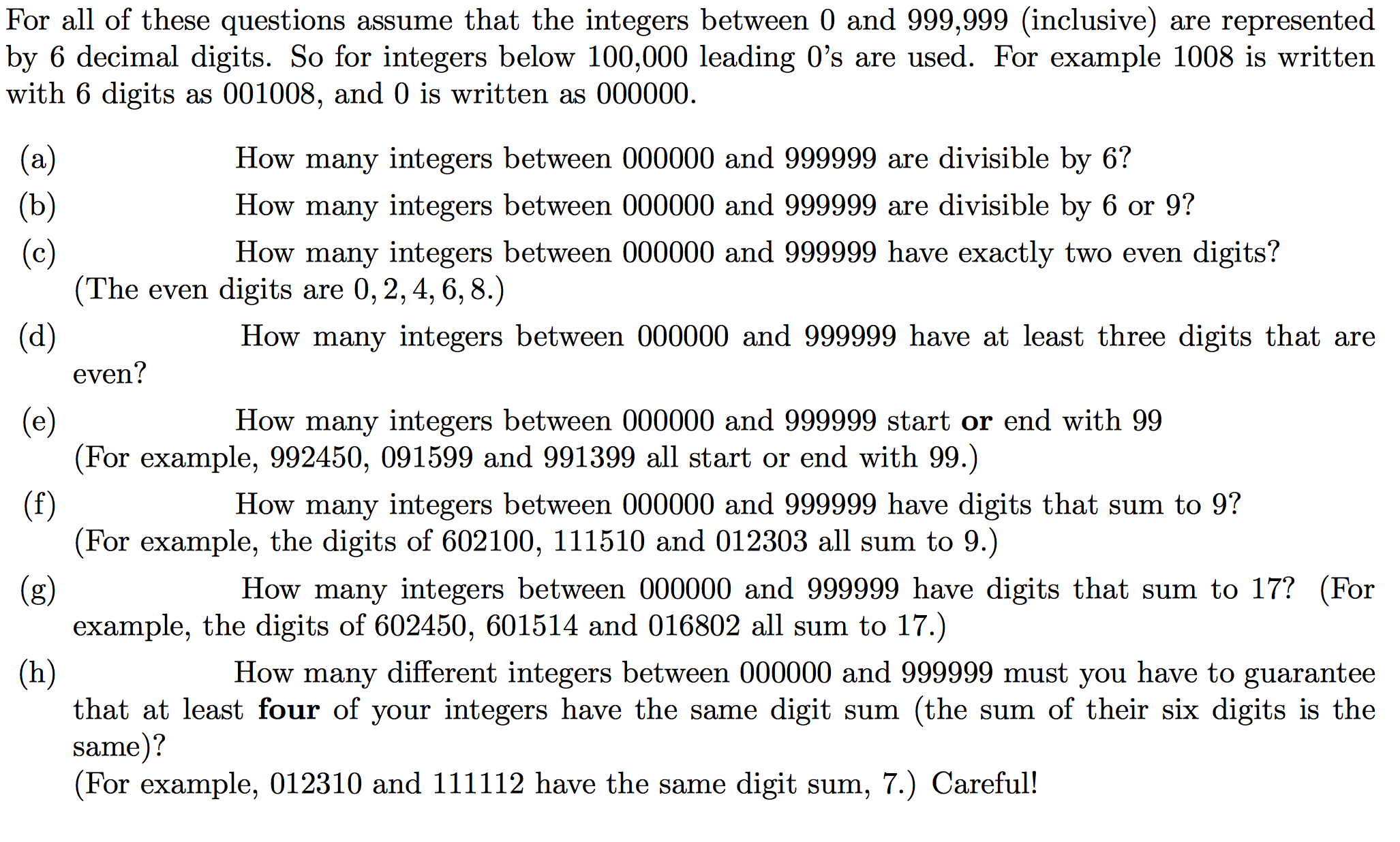 For all of these questions assume that the integers | Chegg.com
