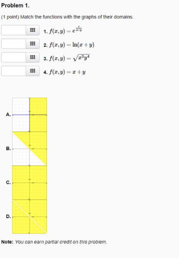 Solved Problem 1 (1 point) Match the functions with the | Chegg.com