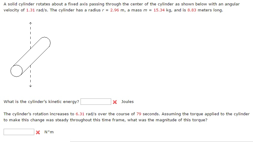 Solved A solid cylinder rotates about a fixed axis passing | Chegg.com