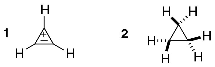 Solved The cyclopropenyl cation (1) is aromatic (Ar-res-E = | Chegg.com