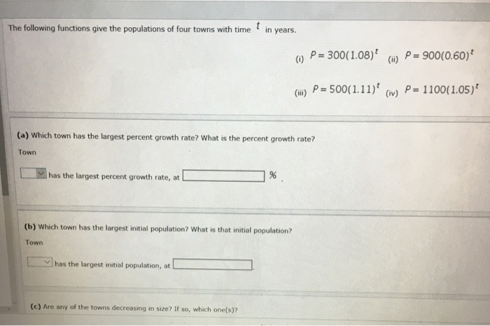 Solved The Following Functions Give The Populations Of Four