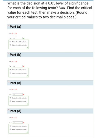 Solved What is the decision at a 0.05 level of significance | Chegg.com