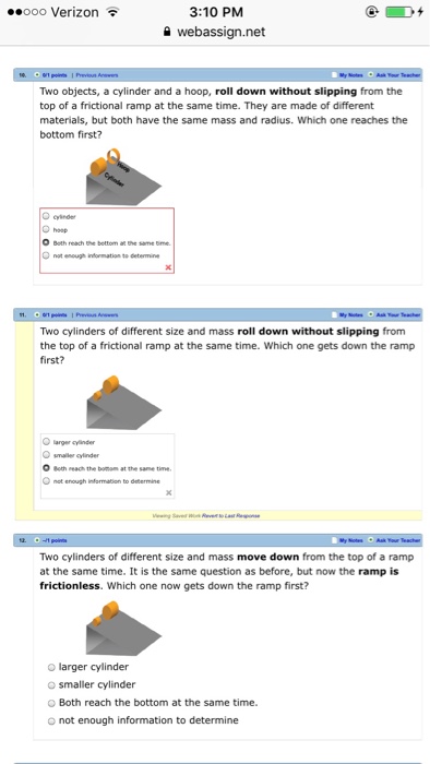 Solved Two objects, a cylinder and a hoop, roll down without | Chegg.com