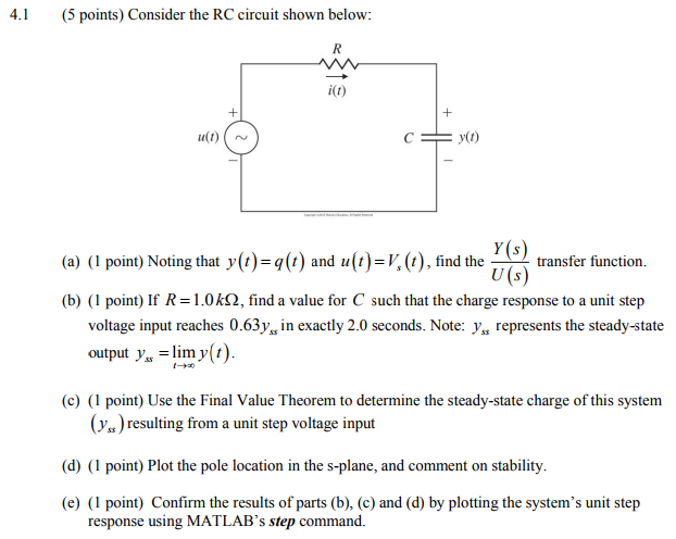 Solved 41 (S points) Consider the RC circuit shown below: | Chegg.com