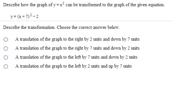 Solved Describe how the graph of y = x^2 can be transformed | Chegg.com