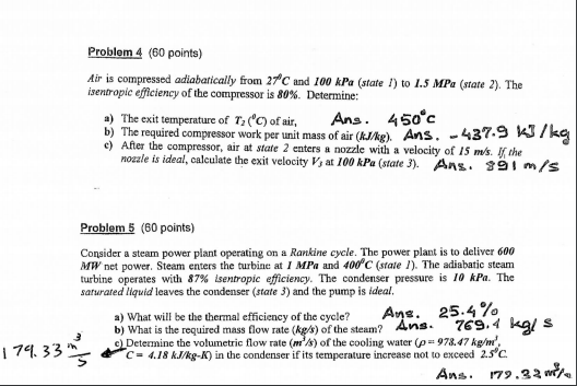 Solved Air is compressed adiabatically from 27 degree C and | Chegg.com