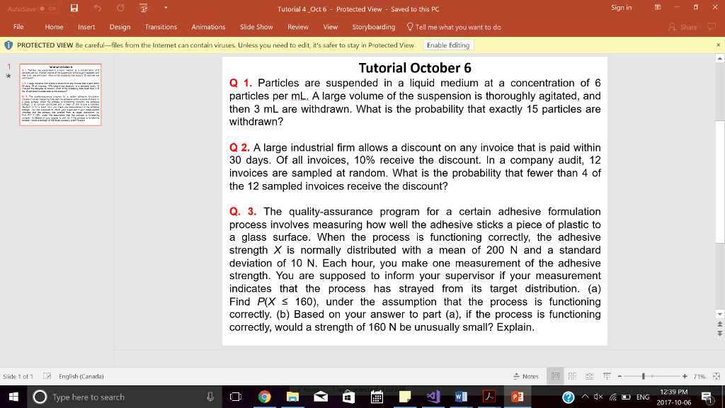 Solved Tutorial 4 Oct 6 - Protected View - Saved to this PC | Chegg.com