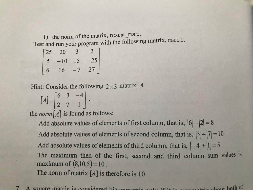 Solved of a rectangular matrix [A] with m rows and n columns | Chegg.com