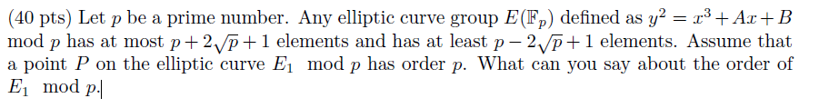 Let p be a prime number. Any elliptic curve group E | Chegg.com