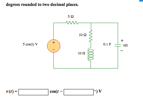 Solved find v(t) in the rlc circuit shown. Degree rounded to | Chegg.com