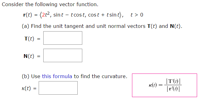 Solved Consider the following vector function. r(t)