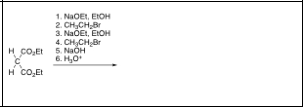 Solved 1, NaOEt, EtOH 2, CH3CH 3. NaOEt, EtOH A. CH3CH2Br H | Chegg.com