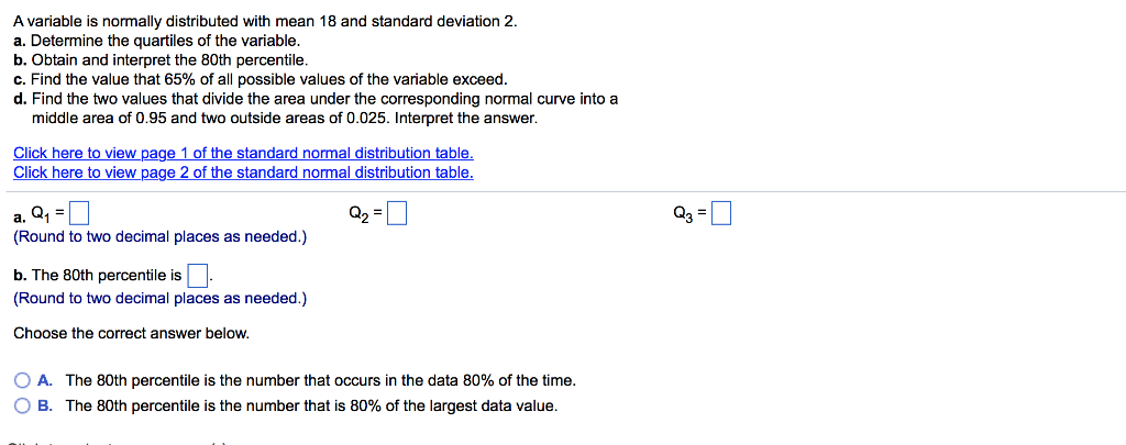 Solved A variable is normally distributed with mean 18 and | Chegg.com
