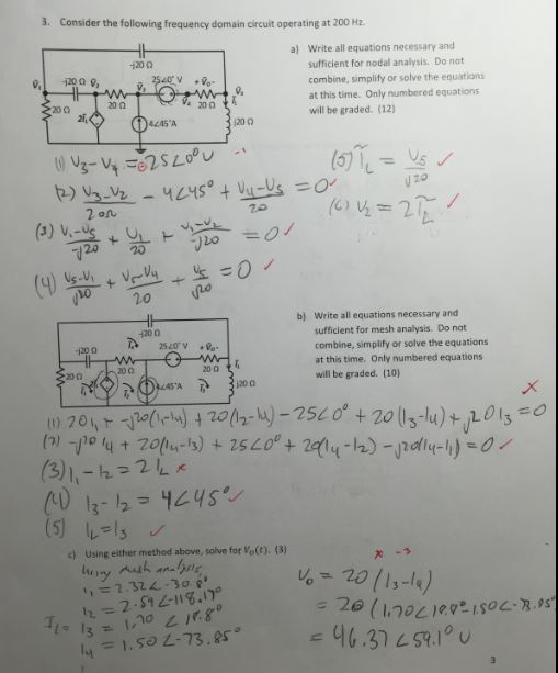 Solved 3. Consider the following frequency domain circuit | Chegg.com