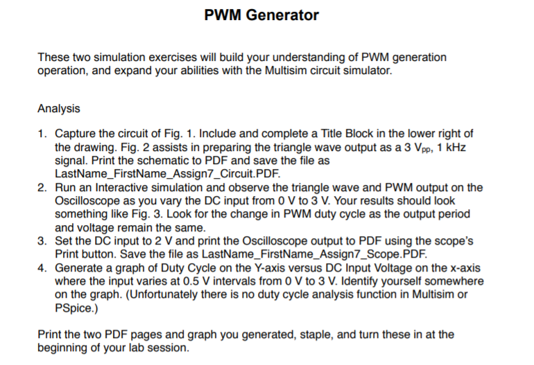 PWM Generator These two simulation exercises will | Chegg.com