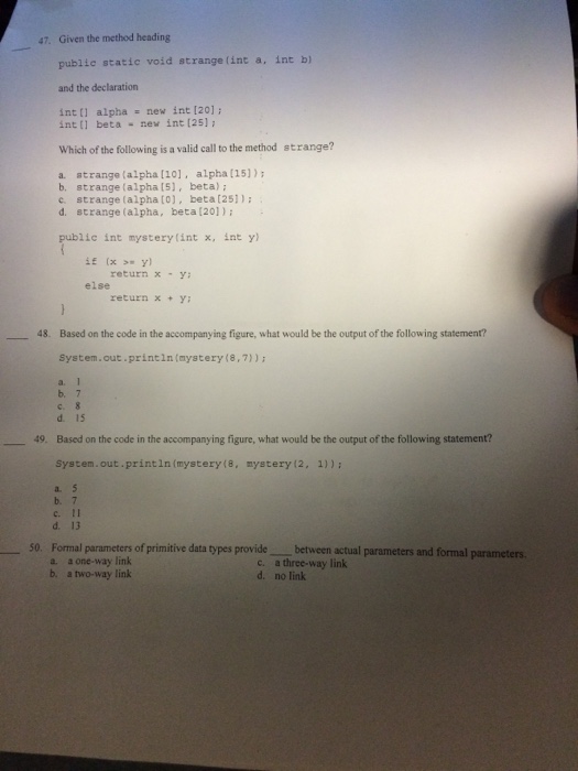 Solved Given the method heading public static void | Chegg.com