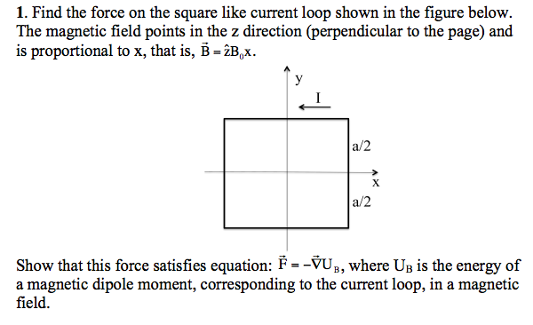 Solved 1. Find the force on the square like current loop | Chegg.com