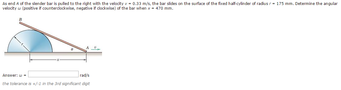Solved As end A of the slender bar is pulled to the right | Chegg.com