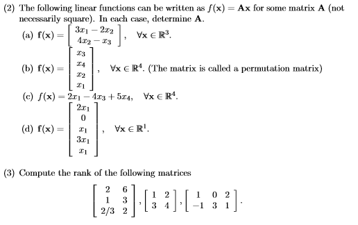 Solved The following linear functions can be written as f(x) | Chegg.com