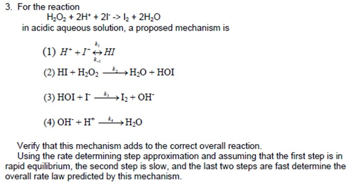 Solved For the reaction H_2O_2 + 2H^+ + 2l^- rightarrow l_2 | Chegg.com