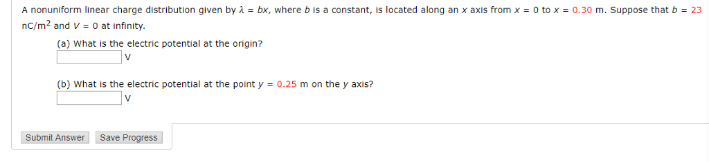 Solved A nonuniform linear charge distribution given by ? = | Chegg.com