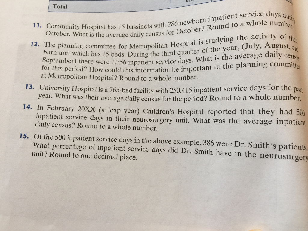 Solved Community Hospital has 15 bassinets with 286 newborn | Chegg.com