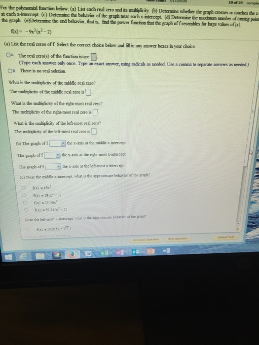 Solved For the polynomial function below a list each real | Chegg.com