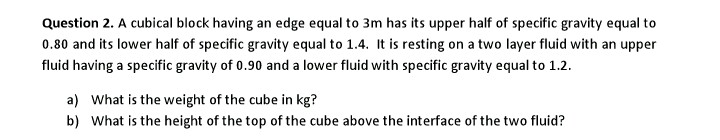 Solved Question 2. A cubical block having an edge equal to | Chegg.com