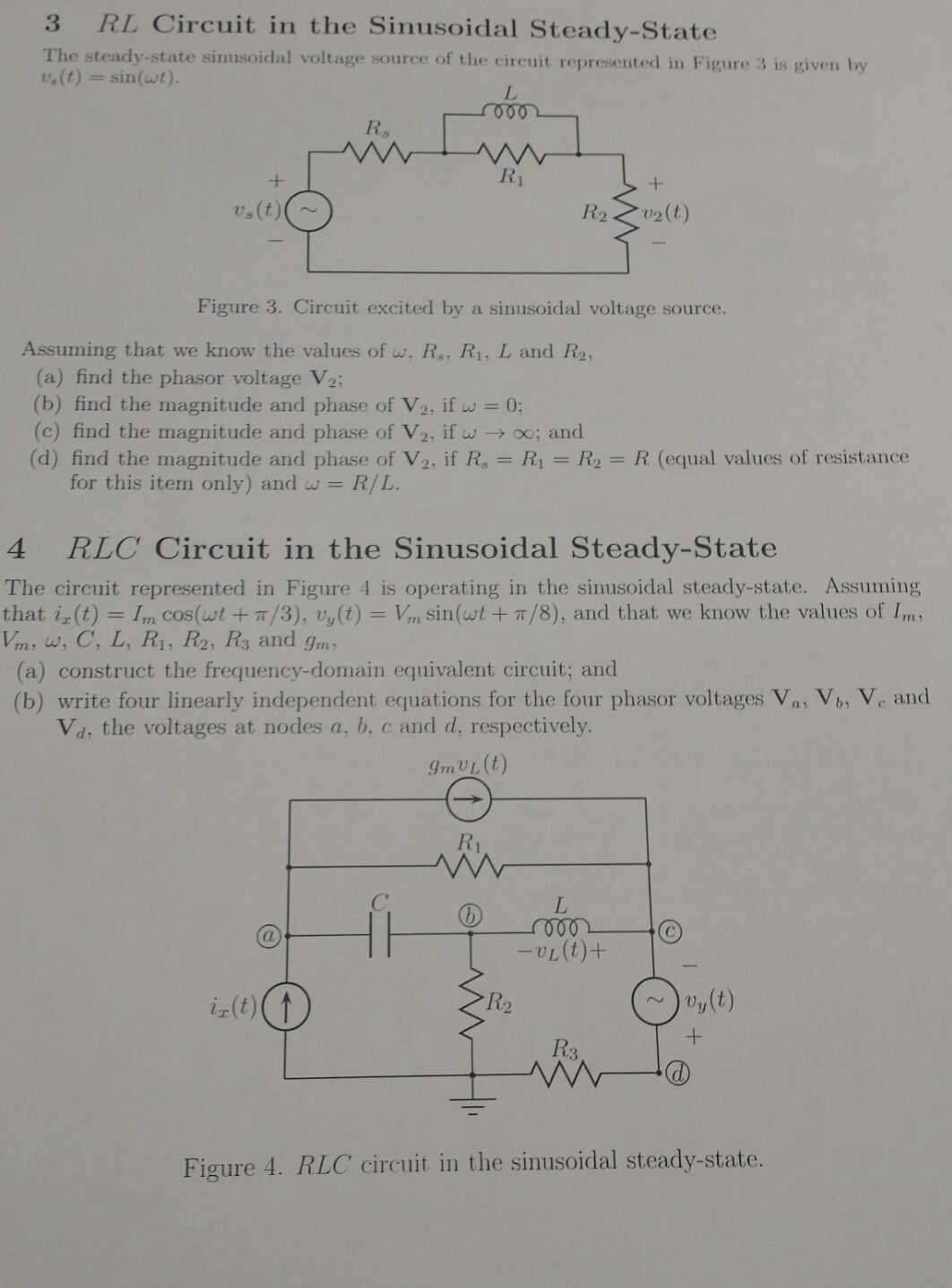 Solved The steady-state sinusoidal voltage source of the | Chegg.com