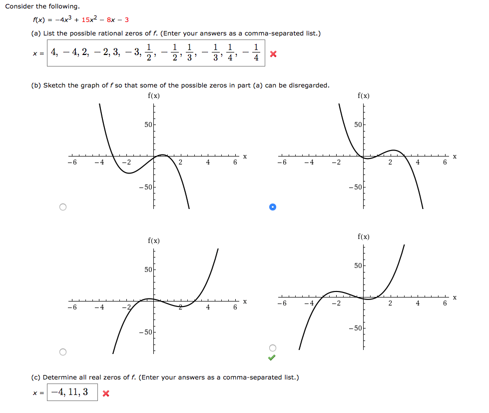 Solved Consider the following f(x) --4x3 + 15x2 - 8x 3 (a) | Chegg.com
