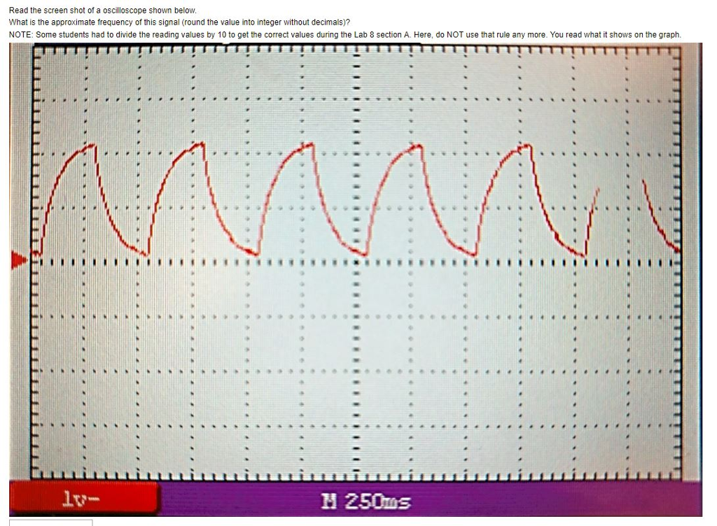 Solved Read the screen shot of a oscilloscope shown below. | Chegg.com