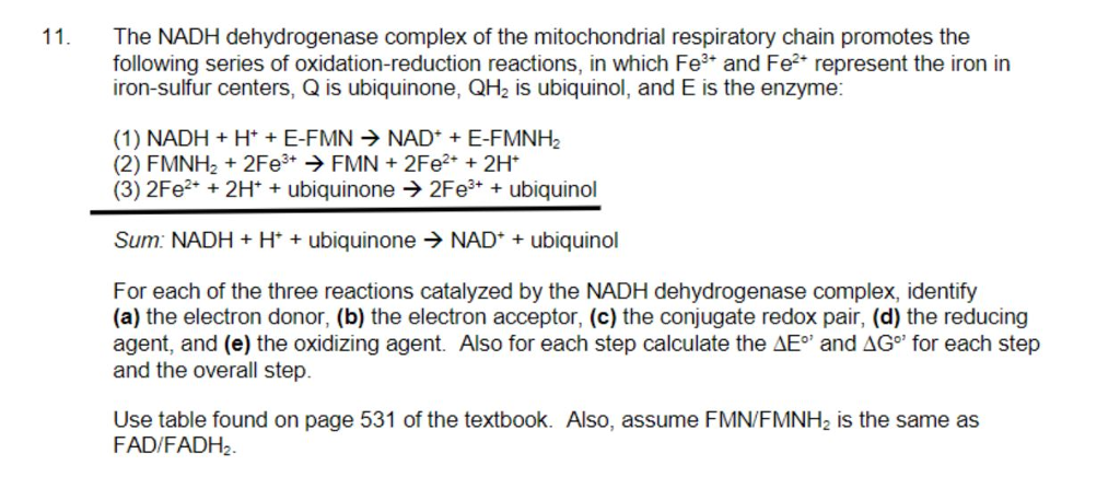 Solved The NADH dehydrogenase complex of the mitochondrial | Chegg.com