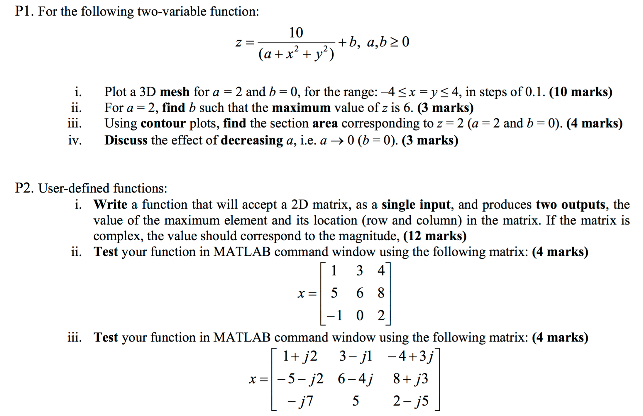 Solved For the following two-variable function: z = 10/(a + | Chegg.com