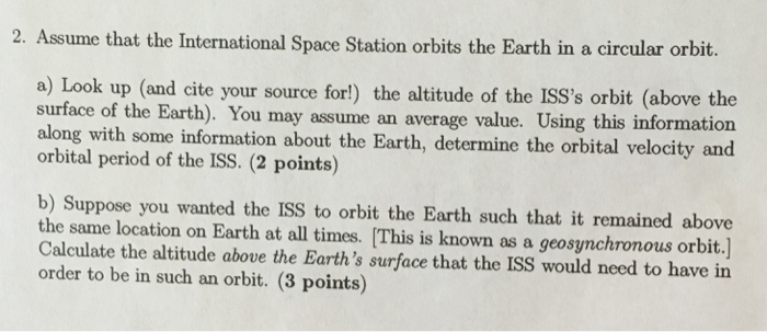 Solved Assume that the International Space Station orbits | Chegg.com