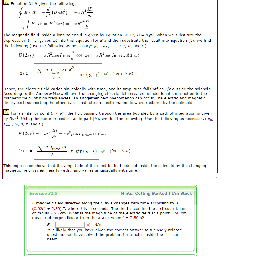 Solved Equation 31.9 gives the following. contourintegral E | Chegg.com