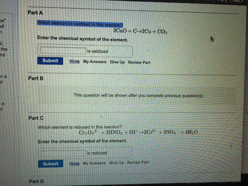 Solved: Which Element Is Oxidized In This Reaction? 2CuO +... | Chegg.com
