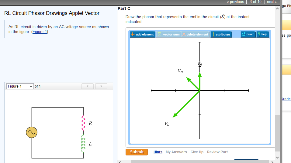 Solved RL Circuit Phasor Drawings Applet Vector An RL | Chegg.com