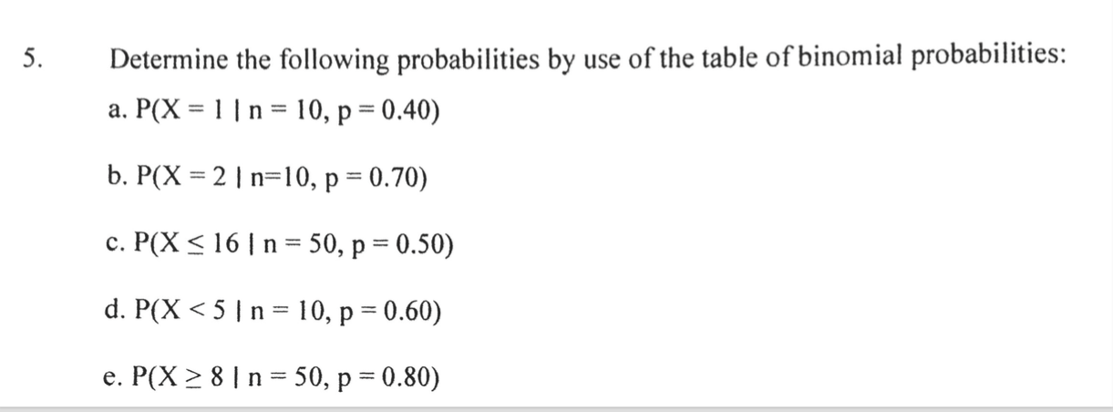 Solved Determine the following probabilities by use of the | Chegg.com