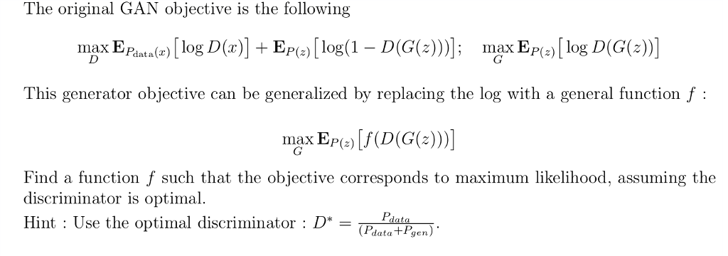The original GAN objective is the following This | Chegg.com