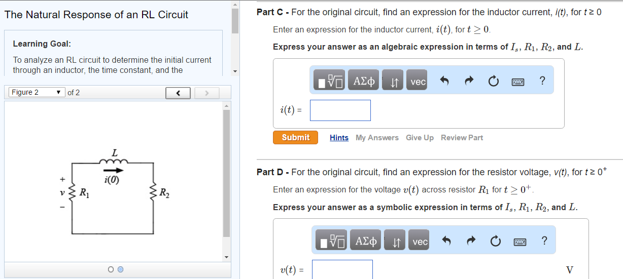 Solved The Natural Response of an RL Circuit Learning Goal: | Chegg.com
