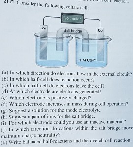 Solved Consider the following voltaic cell: (a) In which | Chegg.com