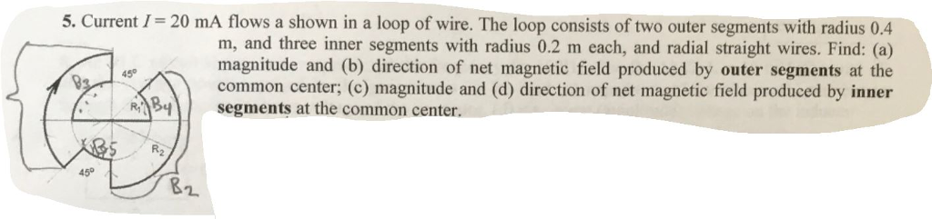 Solved 5. Current I= 20 mA flows a shown in a loop of wire. | Chegg.com