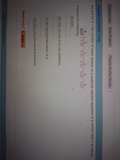 Solved Submit Answer Save Progress Practice Another Version | Chegg.com