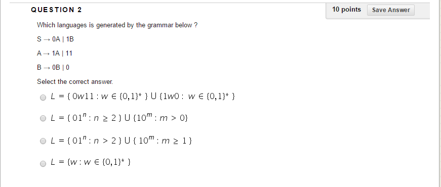 Solved Which languages is generated by the grammar below ? S | Chegg.com
