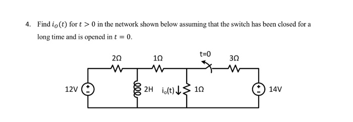 Solved Find io (t) for t > 0 in the network shown below | Chegg.com