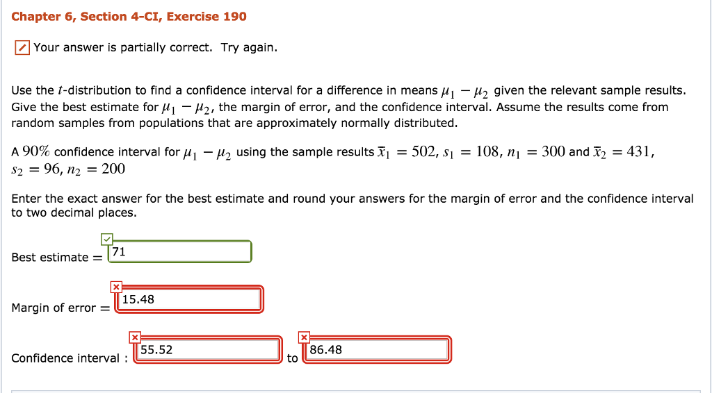 Solved Chapter 6, Section 4-CI, Exercise 190 Your answer is | Chegg.com