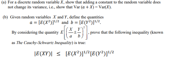 Solved (a) For a discrete random variable X, show that | Chegg.com