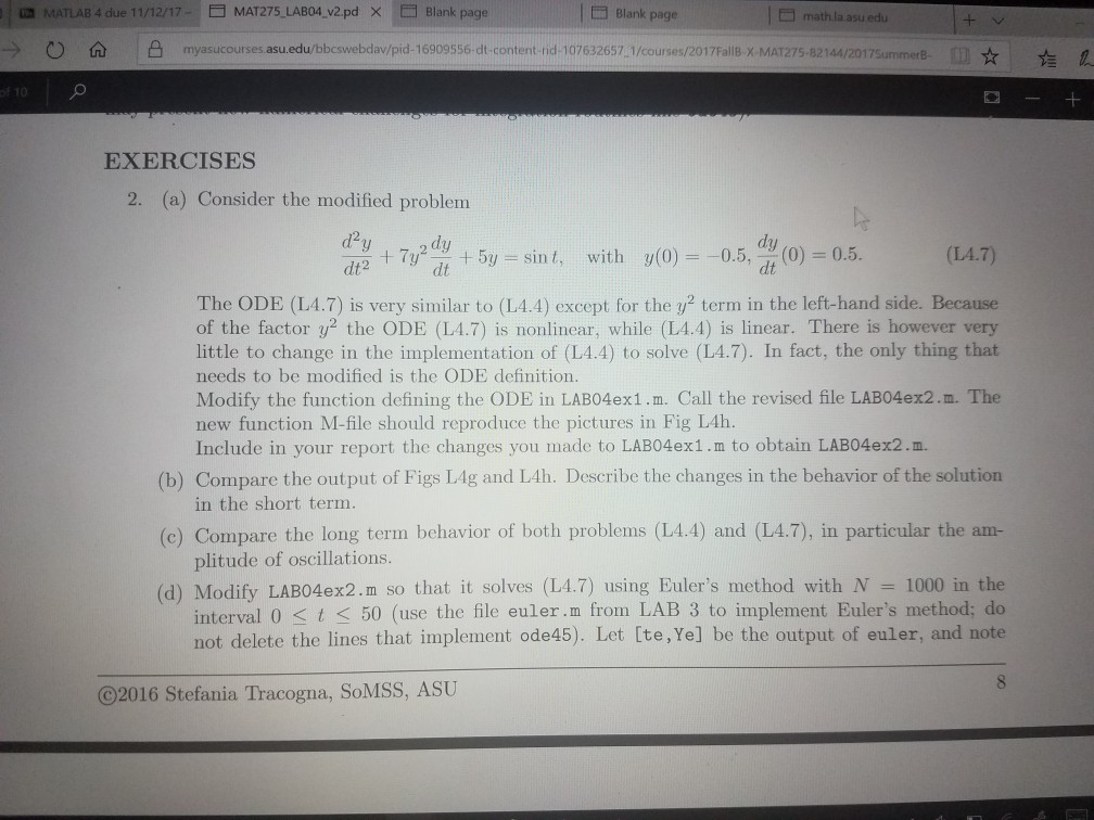 Solved 메 MATLAB 4 due 11/12/17- コ MAT275-LAB04-v2.pd × ー | Chegg.com