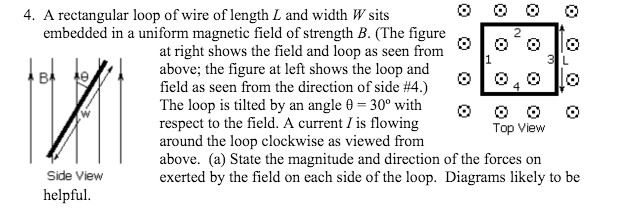 Solved A rectangular loop of wire of length L and width W | Chegg.com