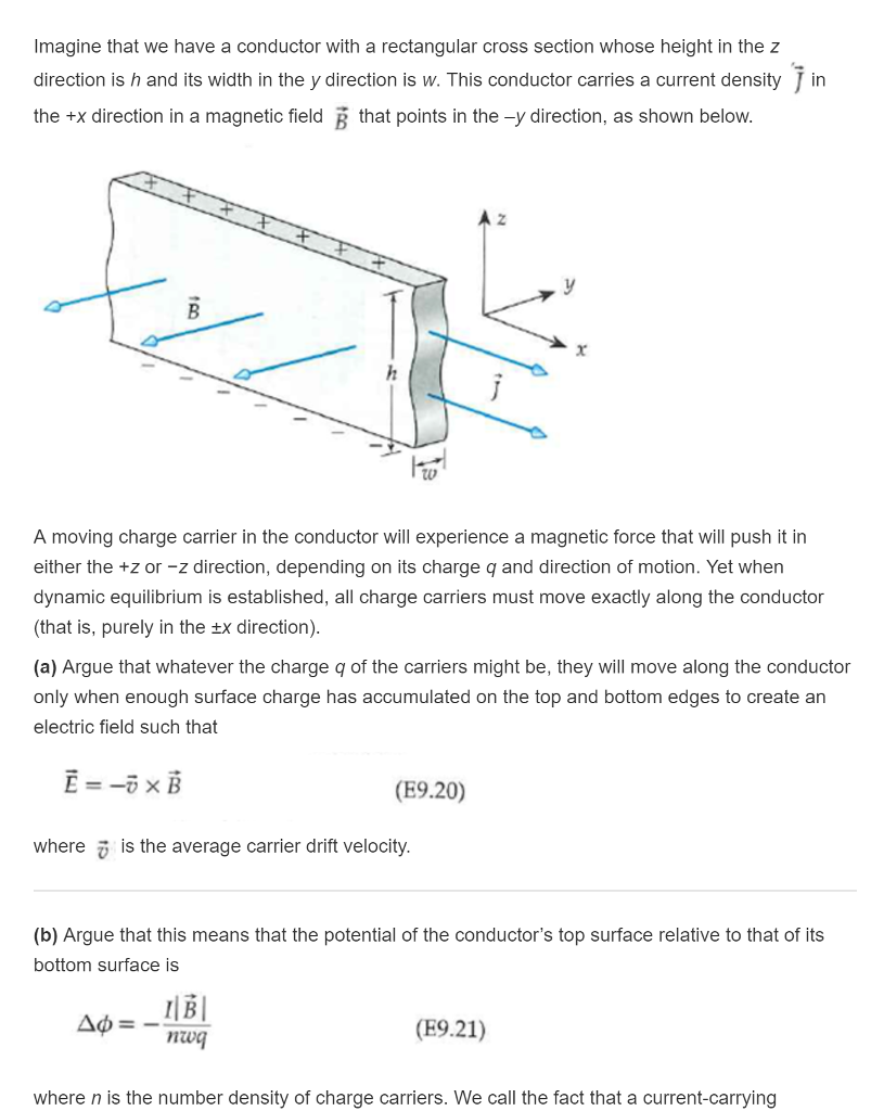 Solved Imagine that we have a conductor with a rectangular | Chegg.com